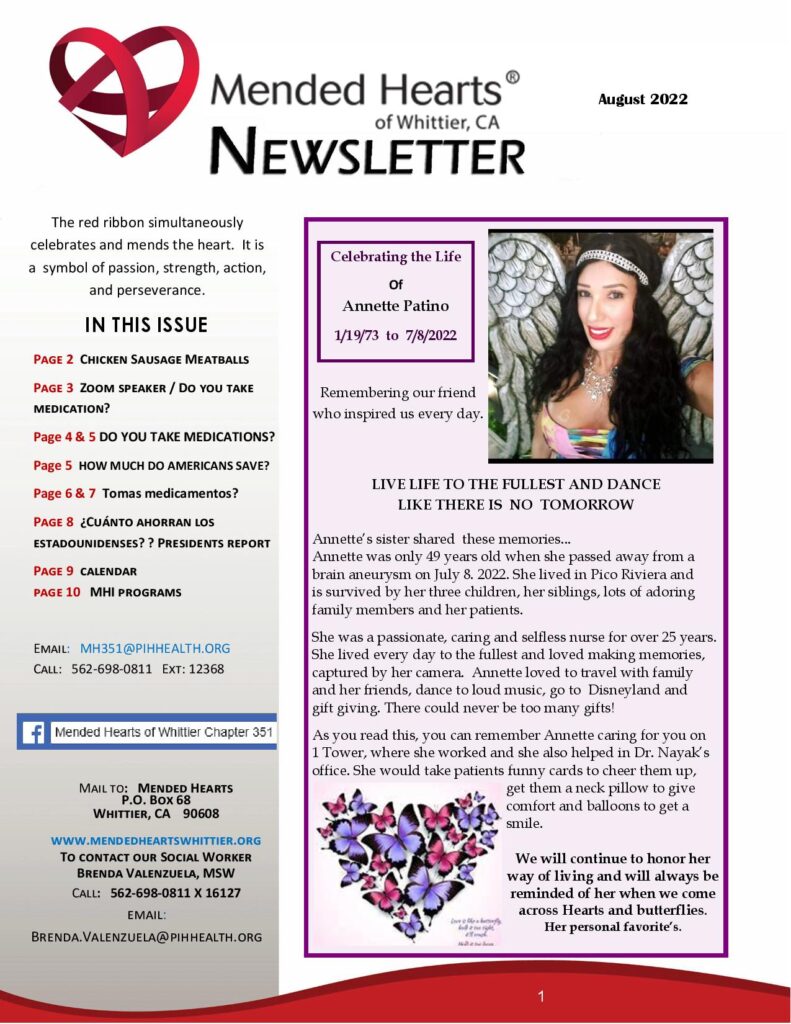 Mended Hearts Whittier Newsletter | Mended Hearts Whittier Chapter 351