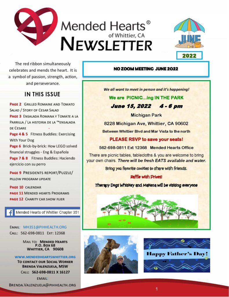 Mended Hearts Whittier Newsletter | Mended Hearts Whittier Chapter 351