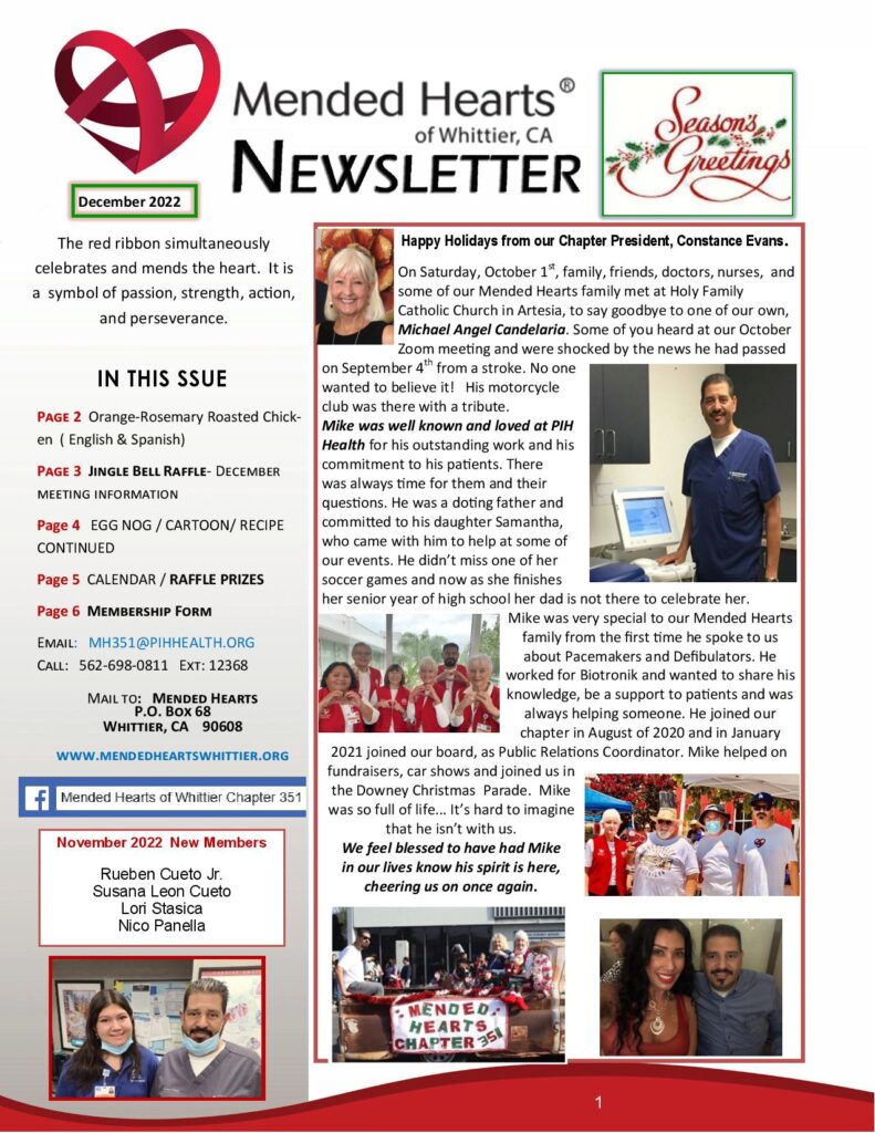 Mended Hearts Whittier Newsletter | Mended Hearts Whittier Chapter 351